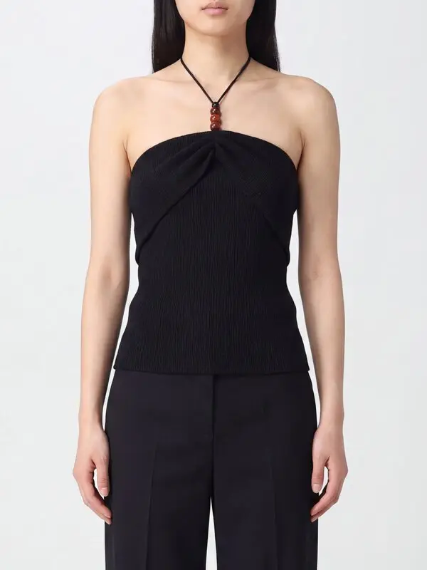 Magda Butrym Slim Fit Beaded X-neck Top