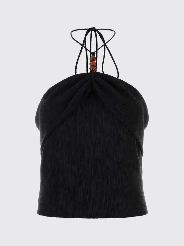 Magda Butrym Slim Fit Beaded X-neck Top