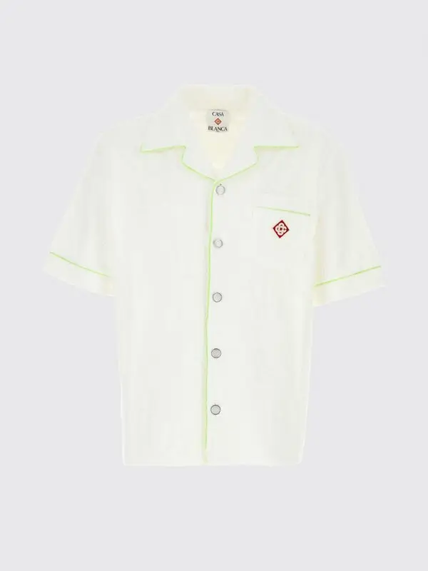 Casablanca Cuban Collar Short-sleeved Bowling Shirt In Cotton Blend
