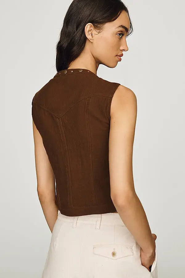 Anthropologie Studded Cotton Vest Top