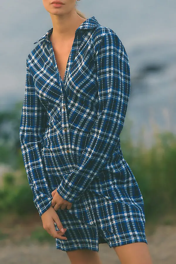 PILCRO Ruched Mi Shirtdress