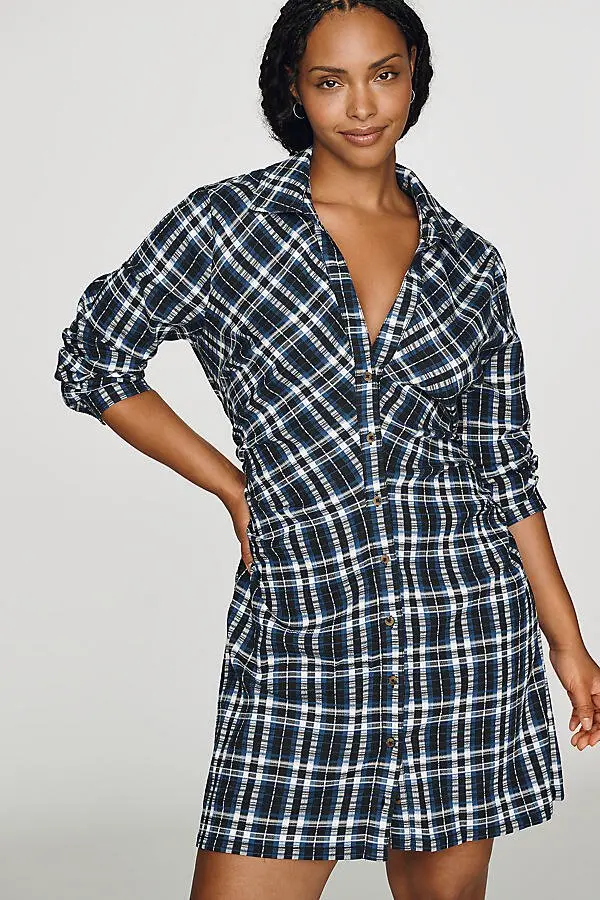 PILCRO Ruched Mi Shirtdress