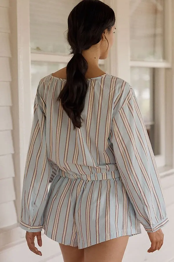 LYREBIRD Long Sleeve Buttondown Bubble Top