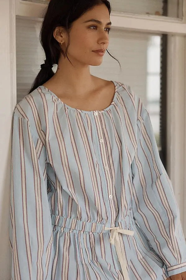 LYREBIRD Long Sleeve Buttondown Bubble Top