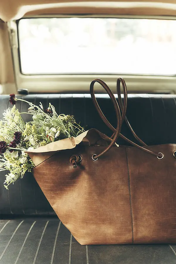 Maeve Embossed Croc Tote Bag