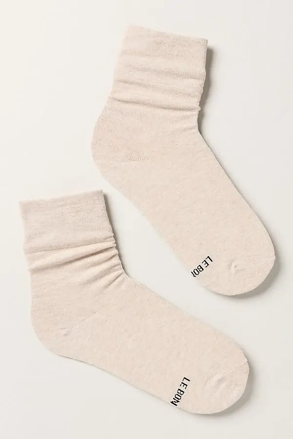 LE BON SHOPPE Ribbed Polka Dot Crew Socks - Neutral