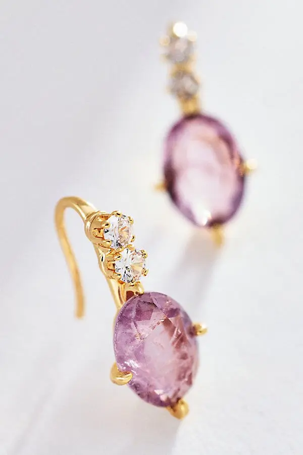 Anthropologie Gemstone Hook Earrgs - Blush