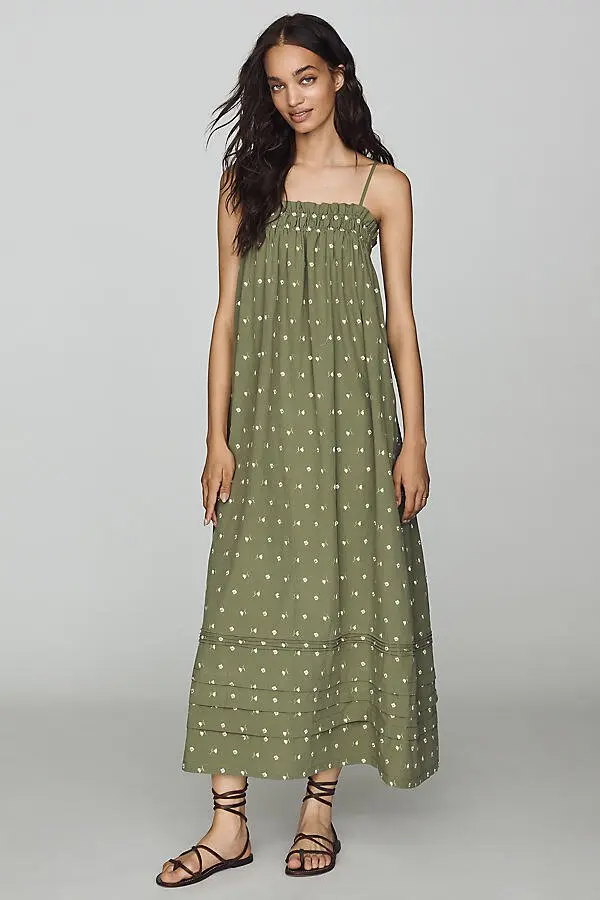 RAISONNEL 100% Cotton Smocked Midi Dress