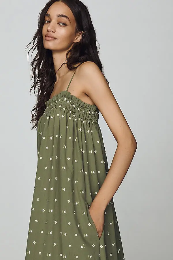 RAISONNEL 100% Cotton Smocked Midi Dress
