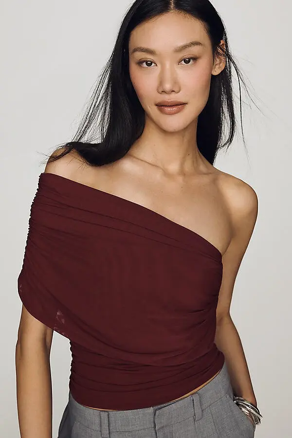 Bardot Harley One-shoulder Top - Mulberry