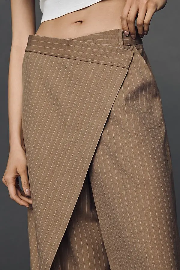 WHITEROOM + CACTUS Wrap Front Pinstriped Wide Leg Trousers