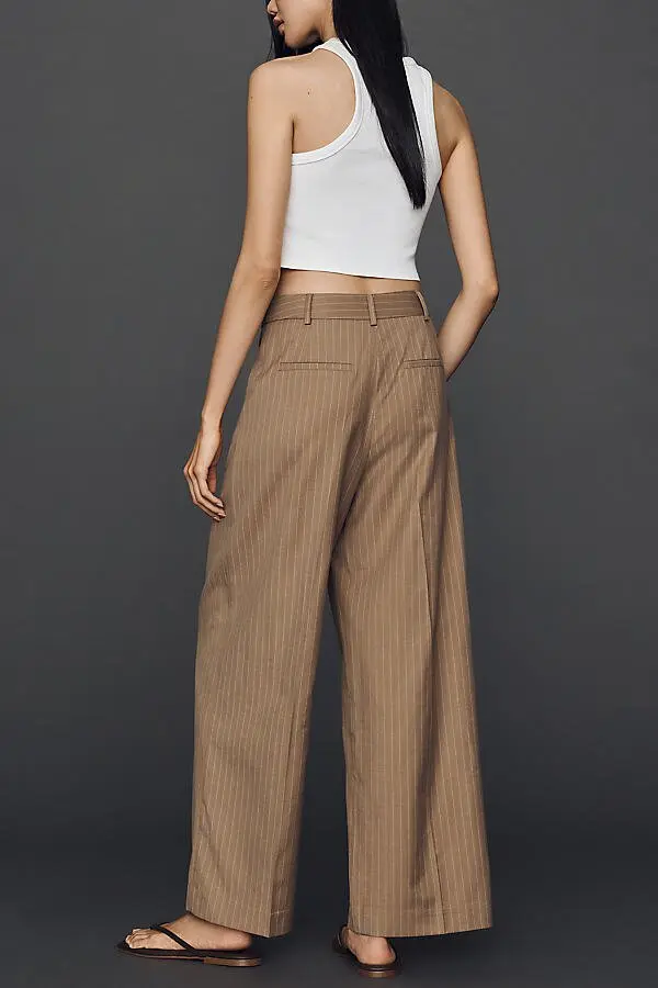 WHITEROOM + CACTUS Wrap Front Pinstriped Wide Leg Trousers