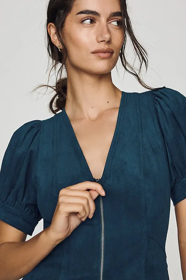 PILCRO Zip-front Faux-suede Mi Dress