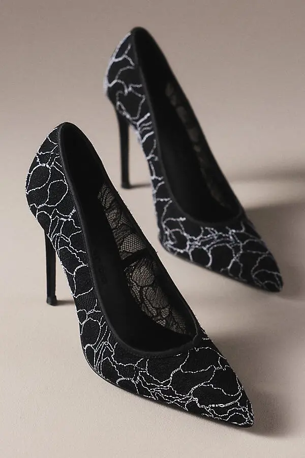 BLACK SUEDE STUDIO Gia Lace Pumps - Black