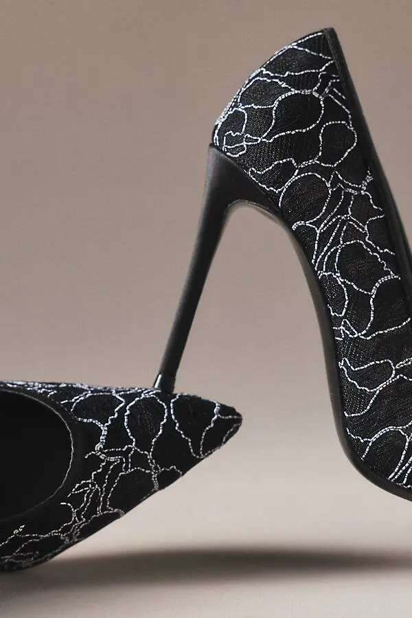 BLACK SUEDE STUDIO Gia Lace Pumps - Black
