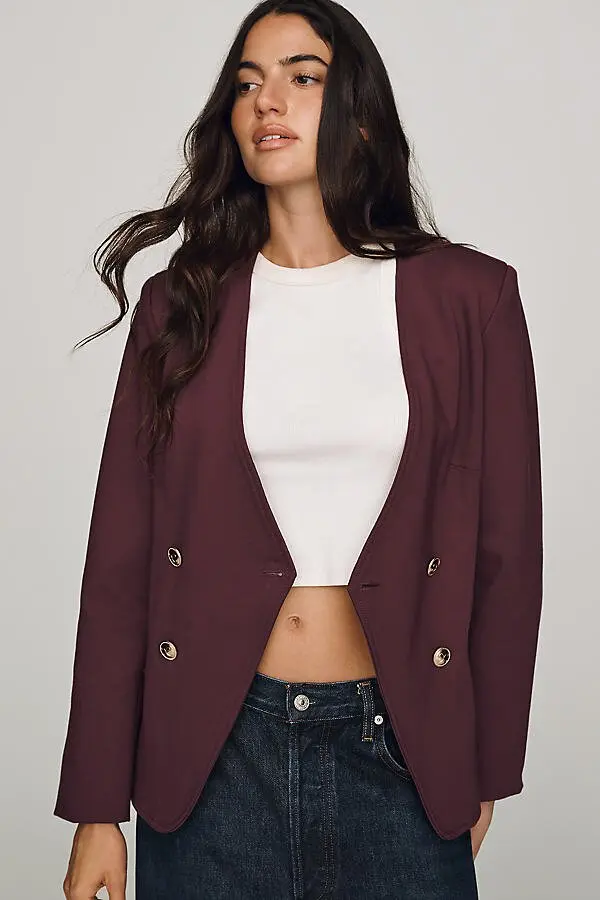 Maeve Tailored Blazer Jacket - Wine