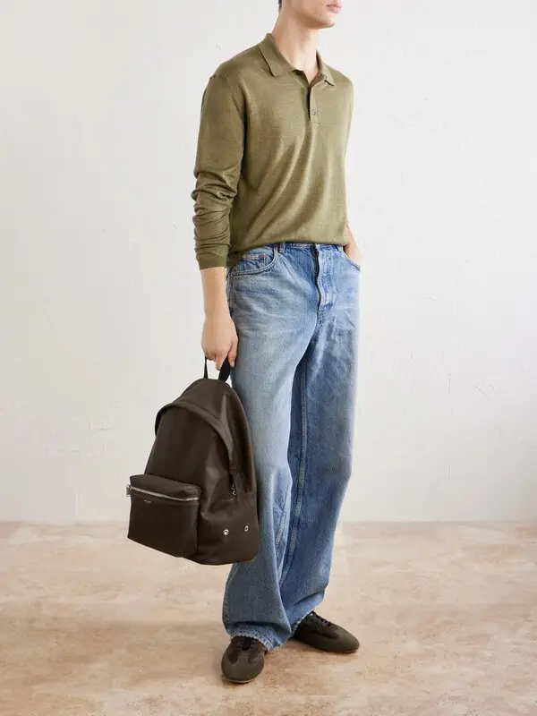 Saint Laurent City Leather-trimmed Twill Backpack