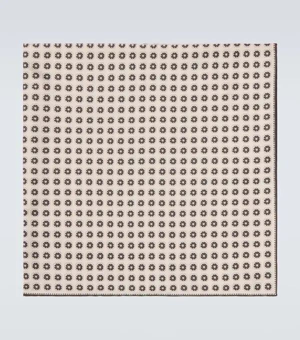 Agnona Printed Silk Twill Scarf - Beige