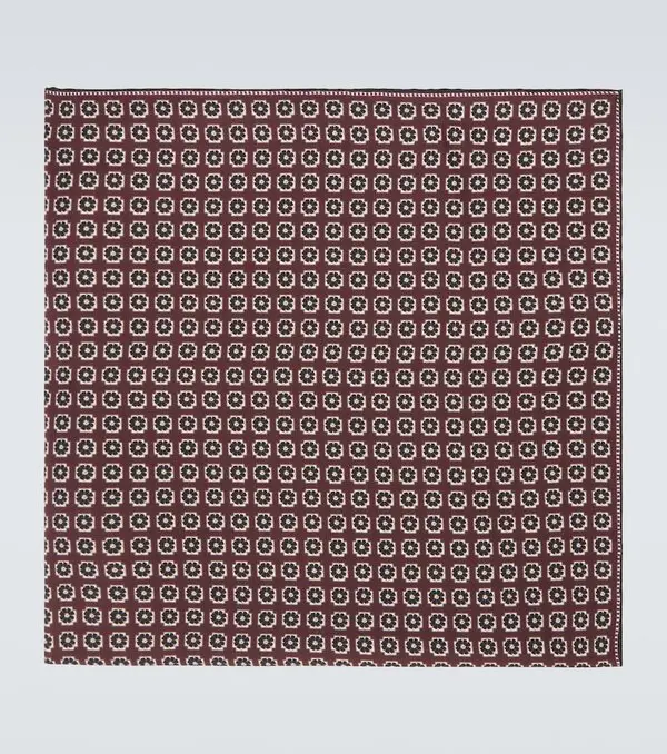 Agnona Printed Silk Twill Scarf - Brown