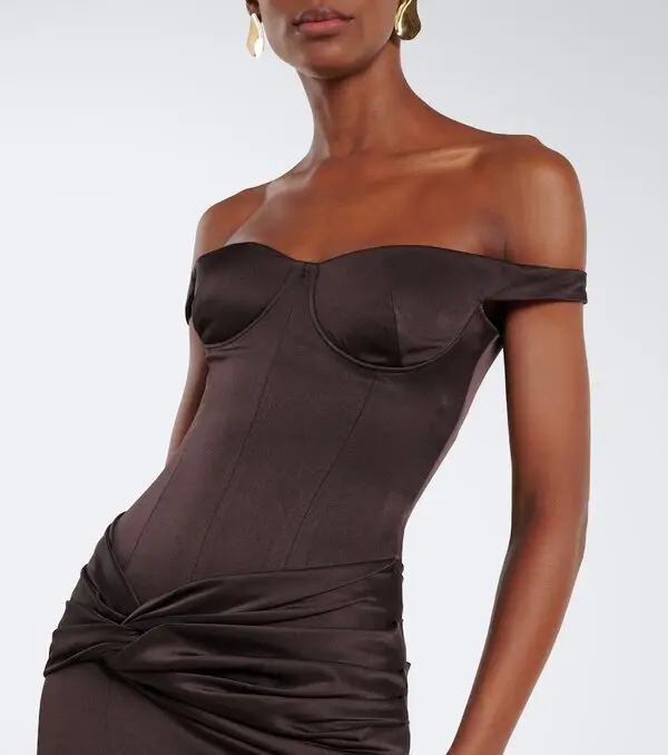 Alex Perry Off-shoulder Crêpe Satin Corset Gown