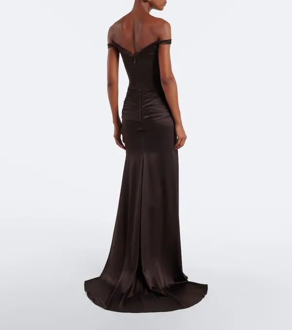 Alex Perry Off-shoulder Crêpe Satin Corset Gown