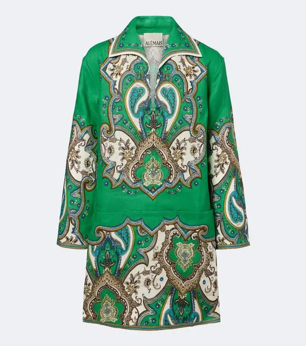ALEMAIS Porter Printed Linen Mini Dress
