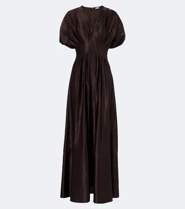 JOSEPH Nova Pleated Linen And Silk Maxi Dress