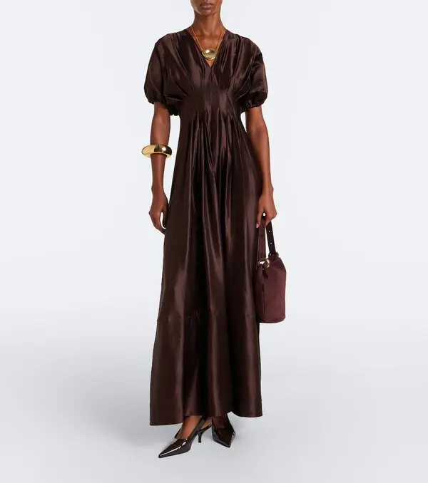JOSEPH Nova Pleated Linen And Silk Maxi Dress