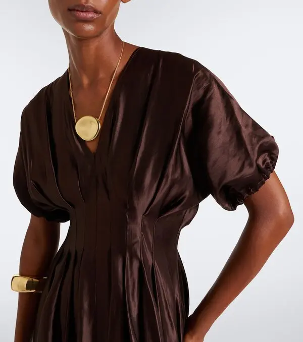JOSEPH Nova Pleated Linen And Silk Maxi Dress
