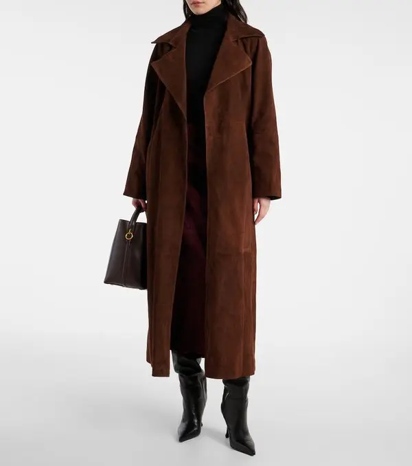 Nour Hammour Althea Suede Wrap Coat