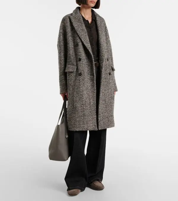 Brunello Cucinelli Herringbone Wool-blend Coat