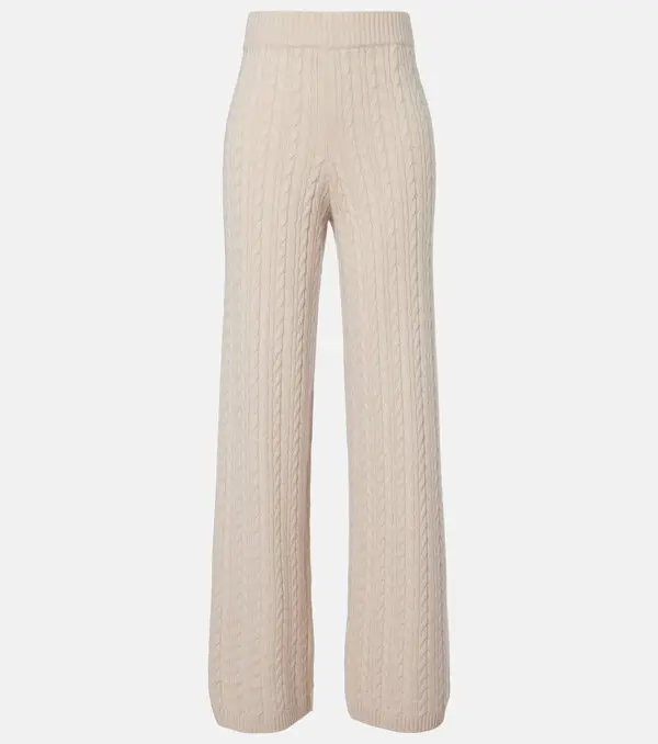 Agnona Cable-knit Cashmere Wide-leg Pants
