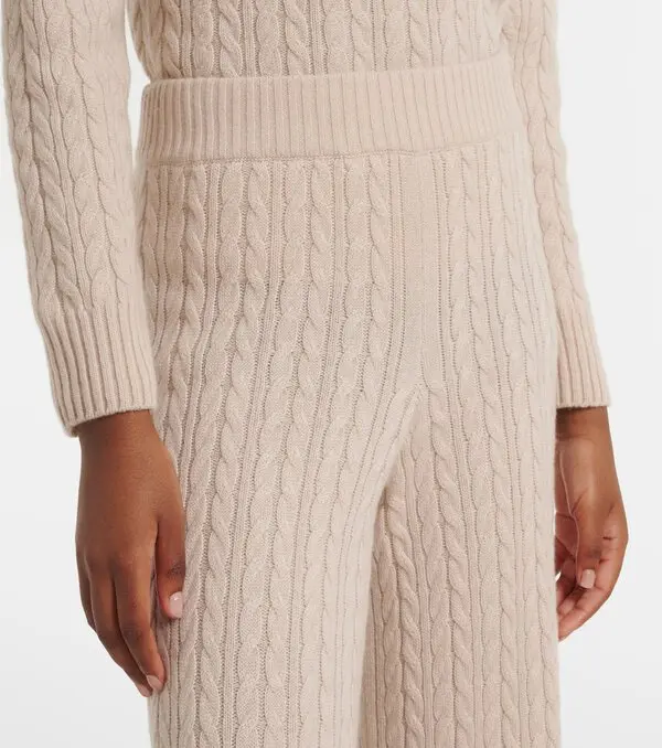 Agnona Cable-knit Cashmere Wide-leg Pants