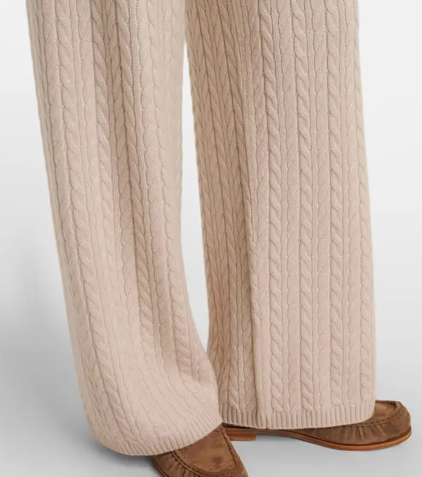 Agnona Cable-knit Cashmere Wide-leg Pants