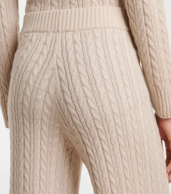 Agnona Cable-knit Cashmere Wide-leg Pants