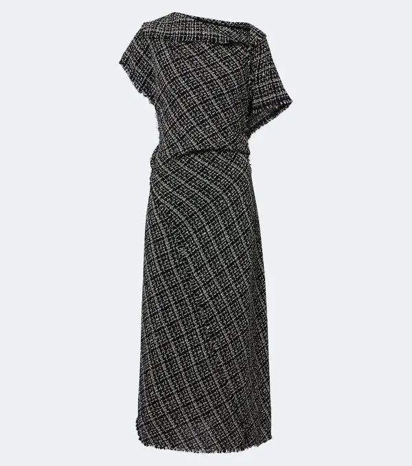 Erdem Checked Cotton-blend Tweed Midi Dress