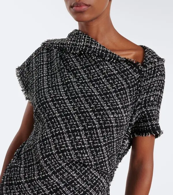 Erdem Checked Cotton-blend Tweed Midi Dress