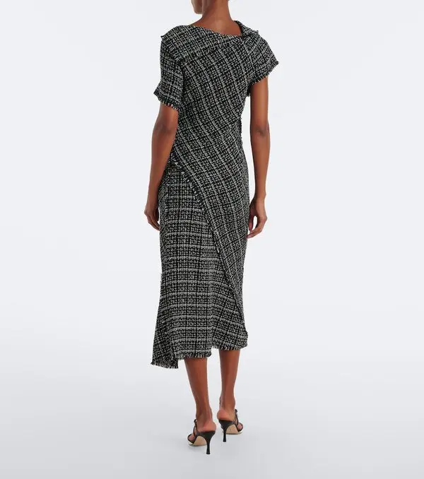 Erdem Checked Cotton-blend Tweed Midi Dress