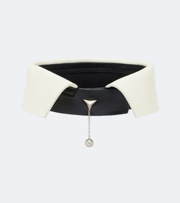 Fendi Embellished Leather Collar - White