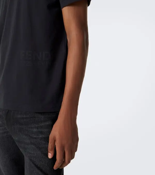 Fendi Logo Cotton Jersey T-shirt - Black