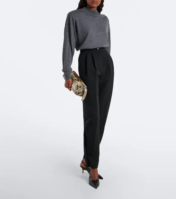 THE FRANKIE SHOP Doyer Pleated Wide-leg Pants - Black