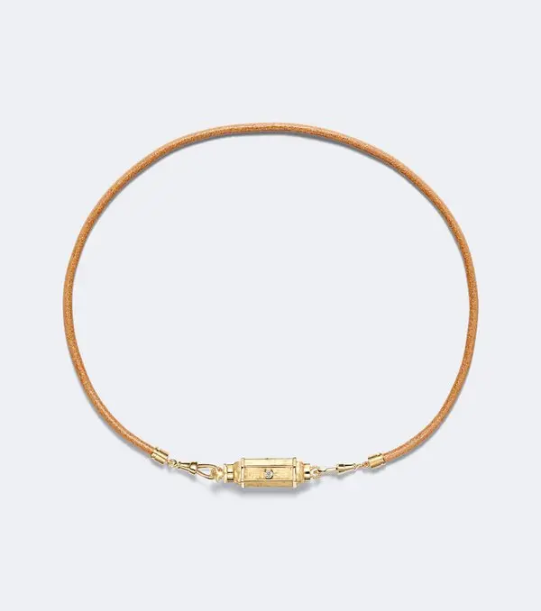 MARIE LICHTENBERG 18kt Yellow And Leather Diamond Pendant Necklace - Gold
