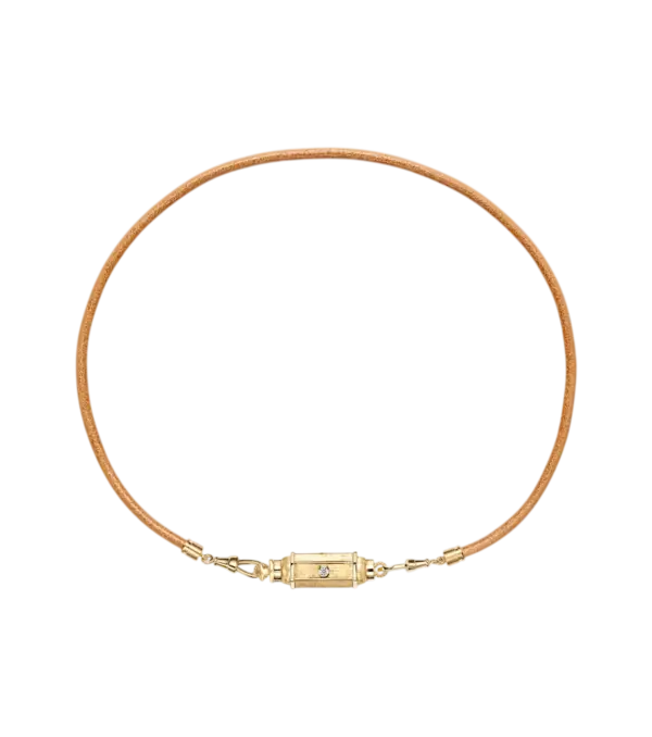 MARIE LICHTENBERG 18kt Yellow And Leather Diamond Pendant Necklace - Gold