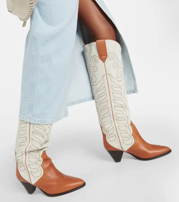 Isabel Marant Étoile Liela Leather And Suede Cowboy Boots