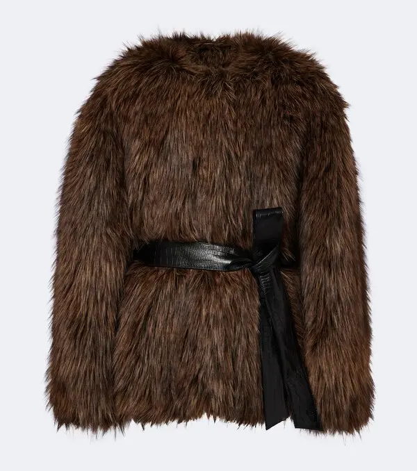 Magda Butrym Belted Faux Fur Jacket