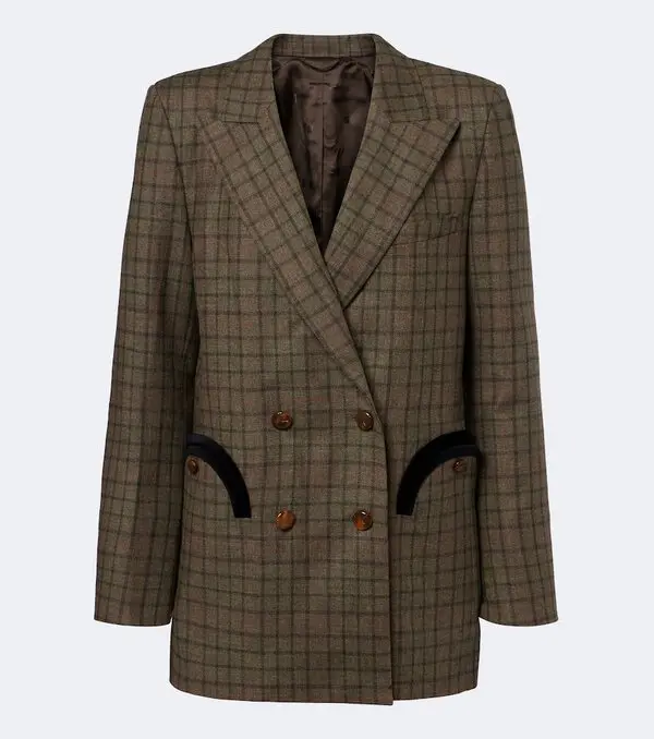 BLAZÉ MILANO Everyday Checked Wool And Cashmere Blazer - Green