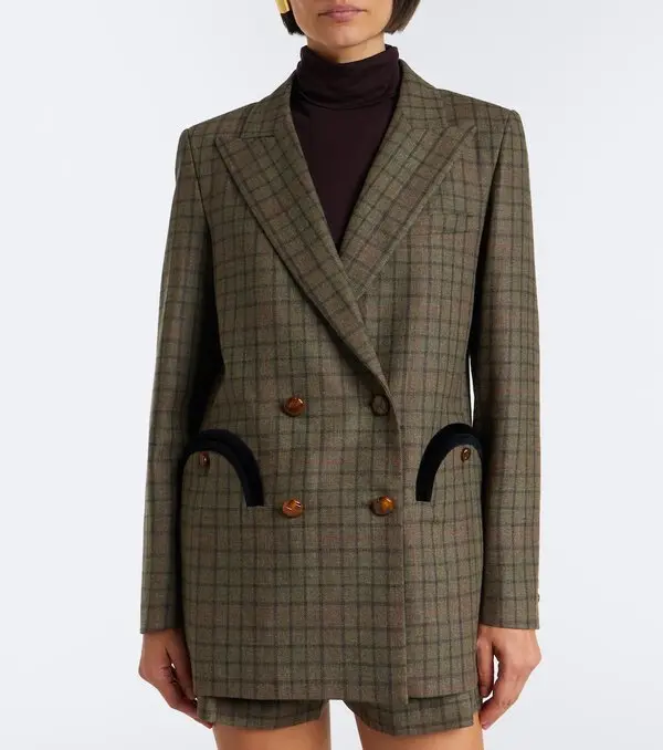 BLAZÉ MILANO Everyday Checked Wool And Cashmere Blazer - Green