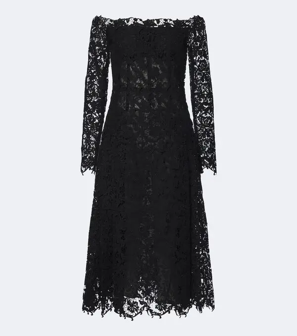 Fendi Off-shoulder Lace Bustier Dress - Black