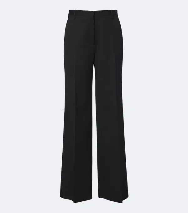 Fendi Virgin Wool Wide-leg Trousers - Black