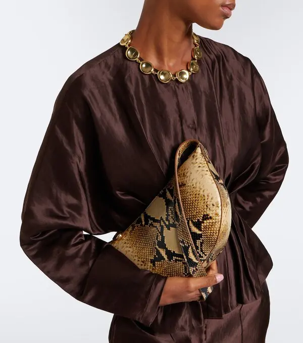 JOSEPH Bean Snake-effect Leather Shoulder Bag - Beige